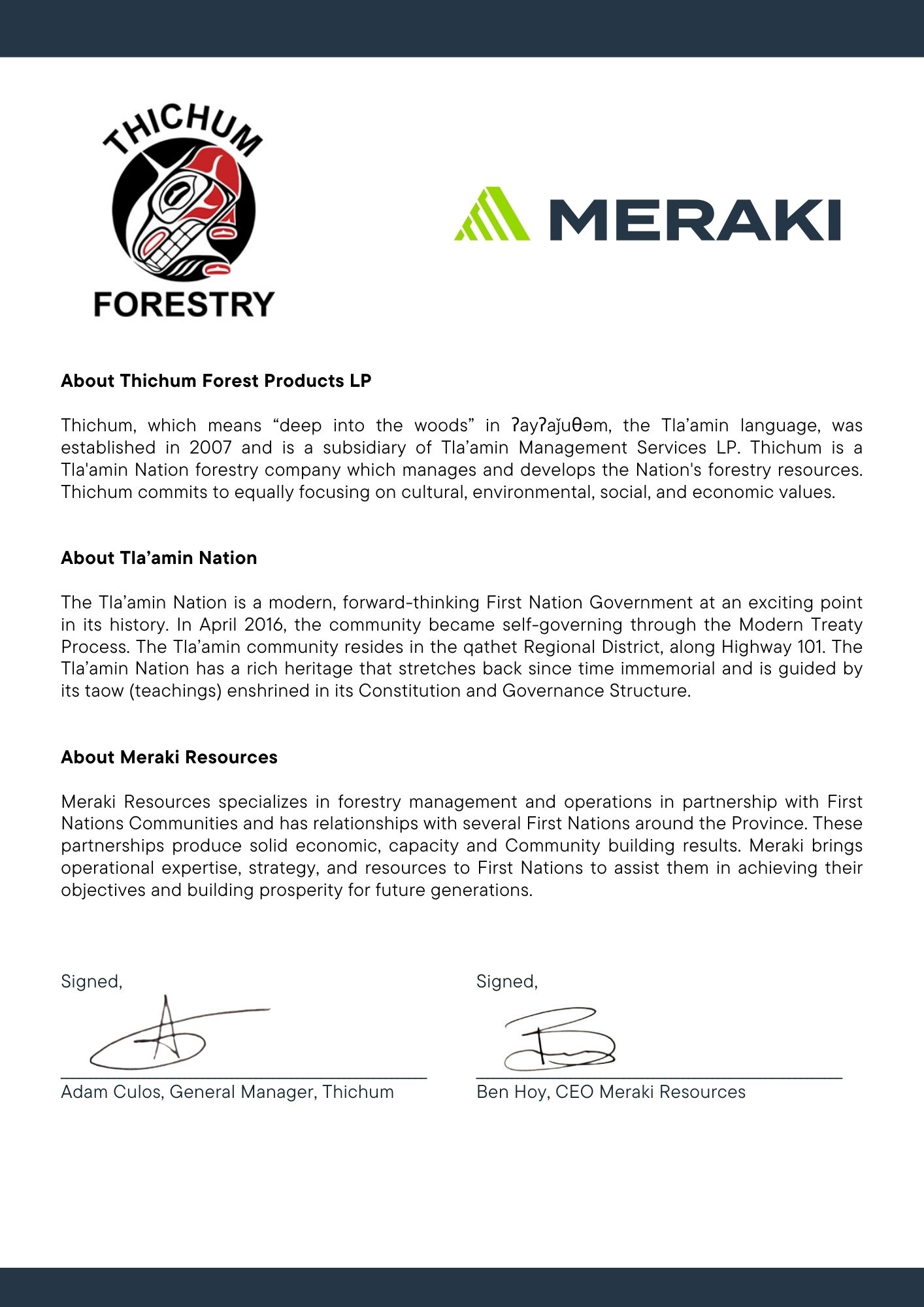 Meraki Resources Announces New Forestry Partnership with Tla'amin First ...